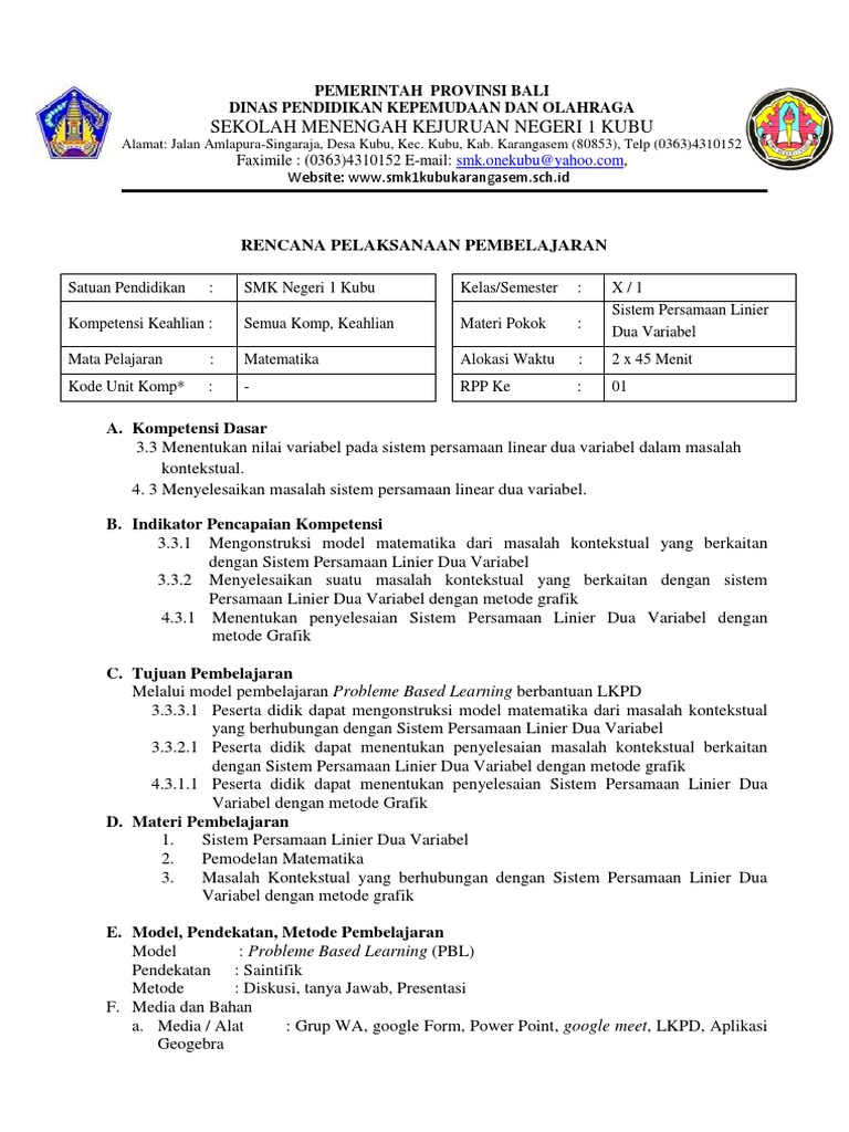 RPP Set 1 Pertemuan 1 | PDF
