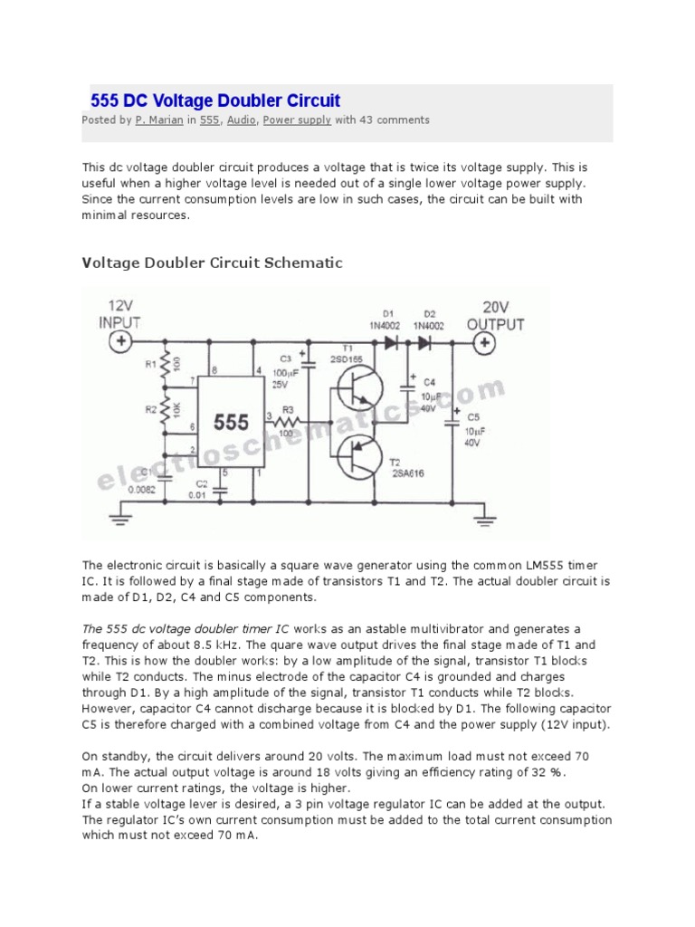 555 DC Voltage Doubler Circuit
