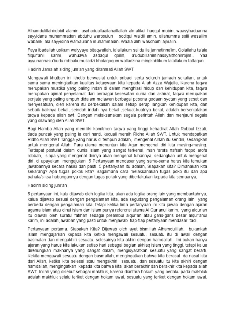 Khutbah Pak Tata Sukayat | PDF