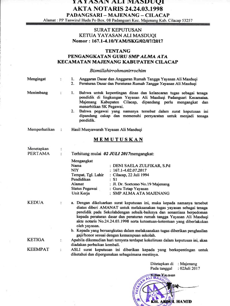 SK Pengangkatan Dan Penugasan | PDF