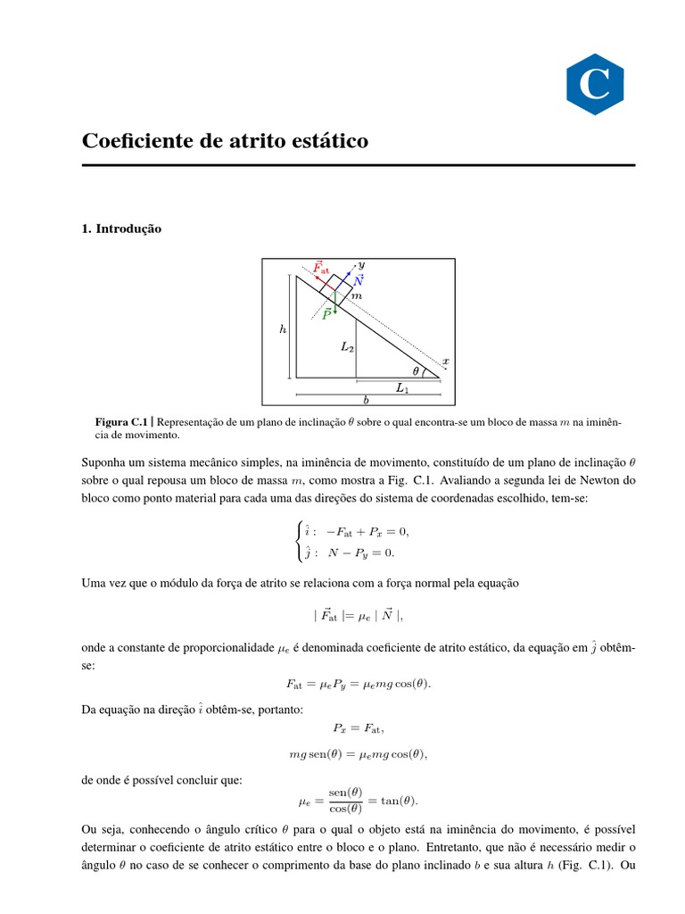 Coeficiente de Atrito Estático | PDF | Massa | Força
