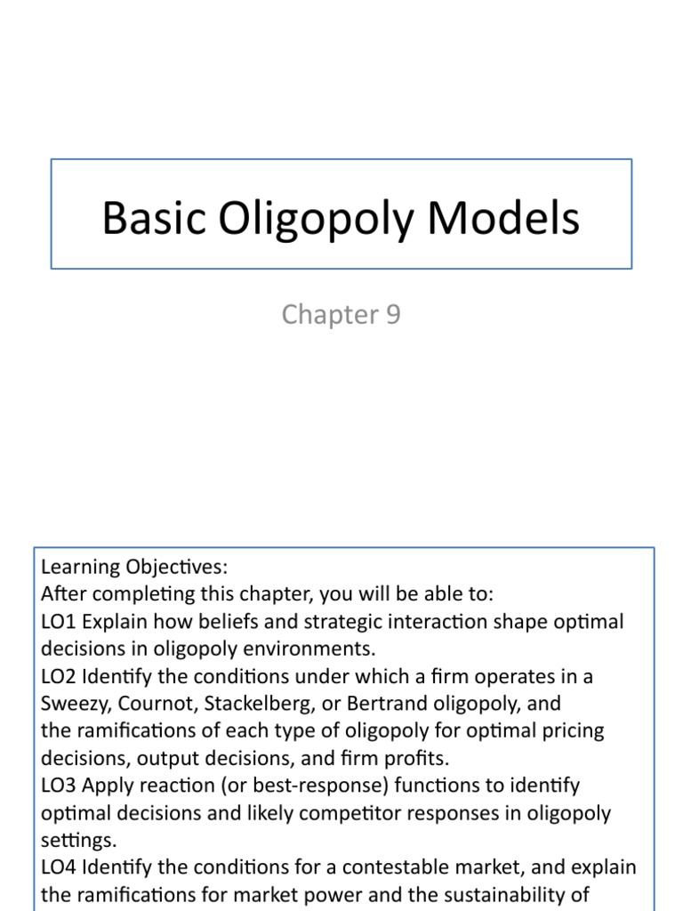 Chapter 9 Basic Oligopoly Models | PDF | Oligopoly | Profit (Economics)