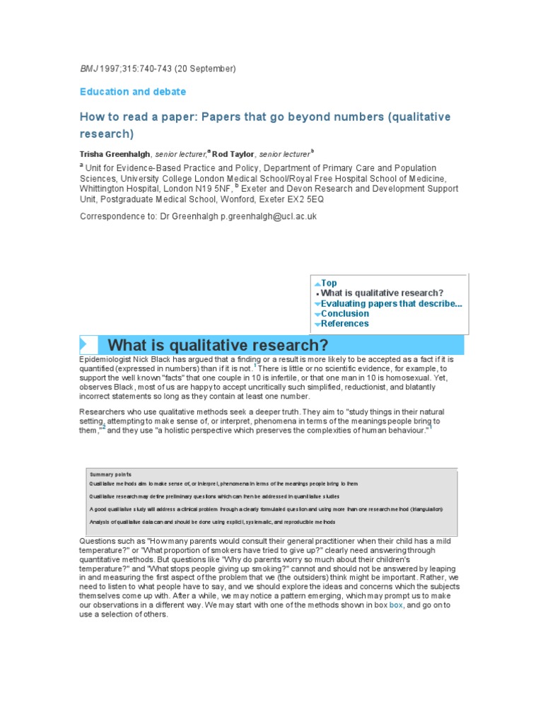 Reading Qualitative Researdh | PDF | Qualitative Research ...