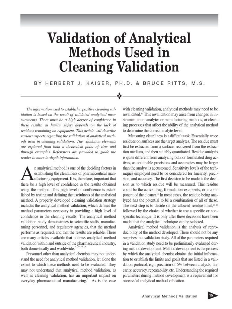 Cleaning Validation 2 Pdf Detection Limit Accuracy And Precision