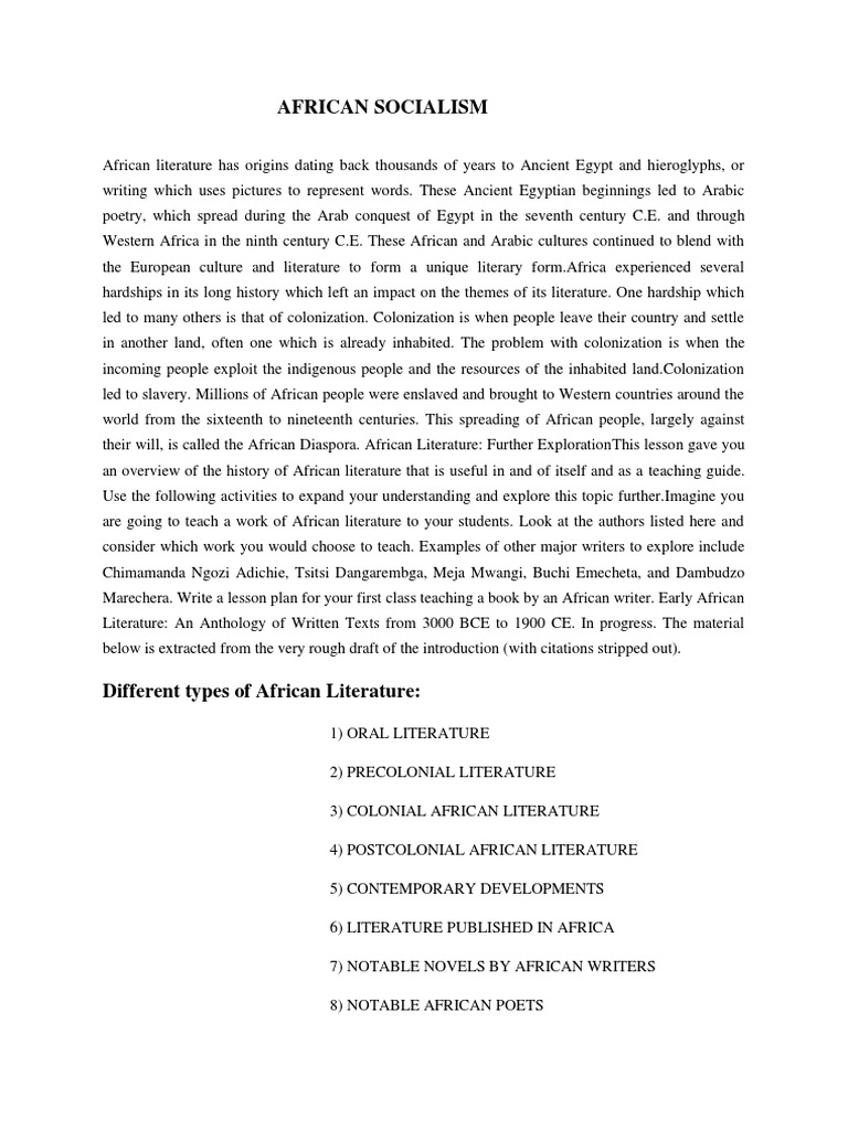 African Socialism by Kalaimathi | PDF | African Literature | Socialism