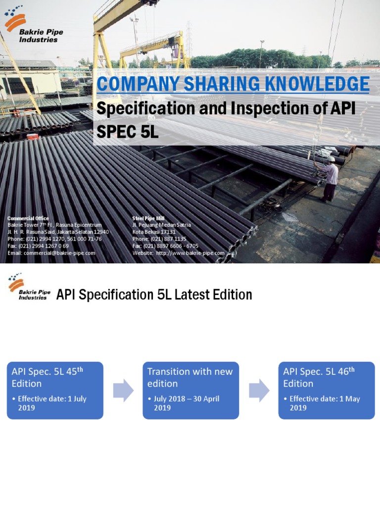 Specification & Inspection of Api 5L | Download Free PDF ...