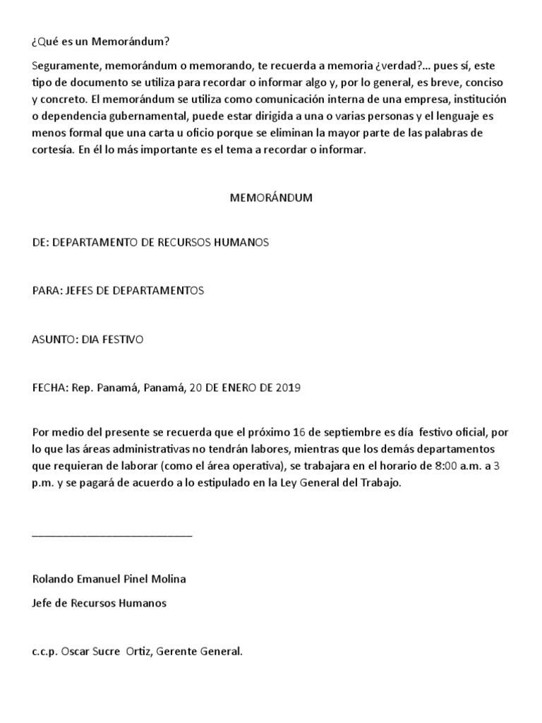 Qué Es Un Memorándum | PDF