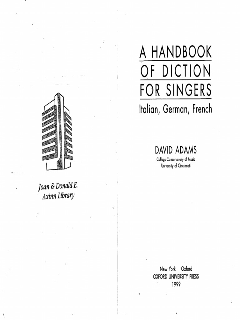 A Handbook of Diction For Singers - David Adams | PDF
