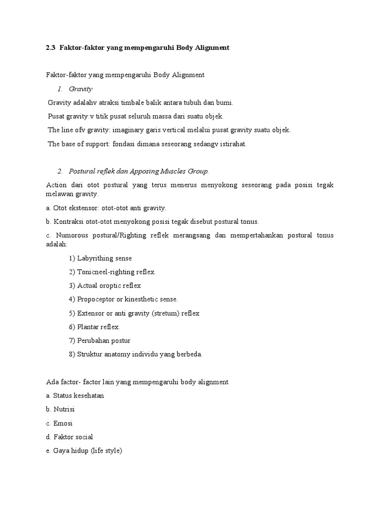 Faktor Mempengaruhi Body Alignment | PDF