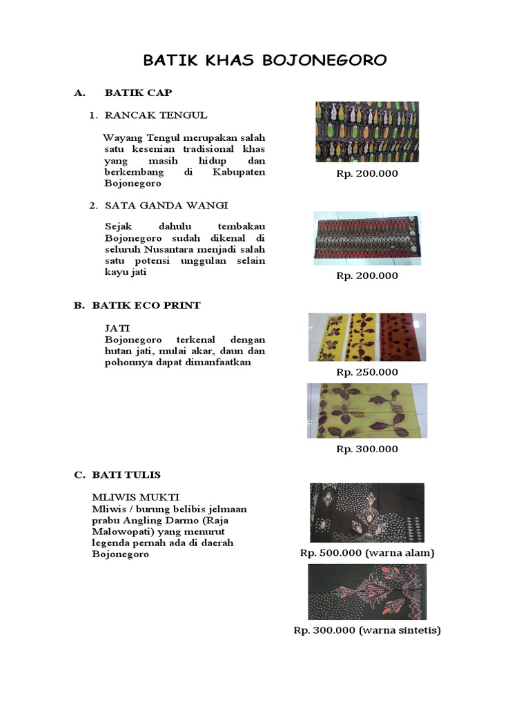 Motif Batik Khas Bojonegoro | PDF
