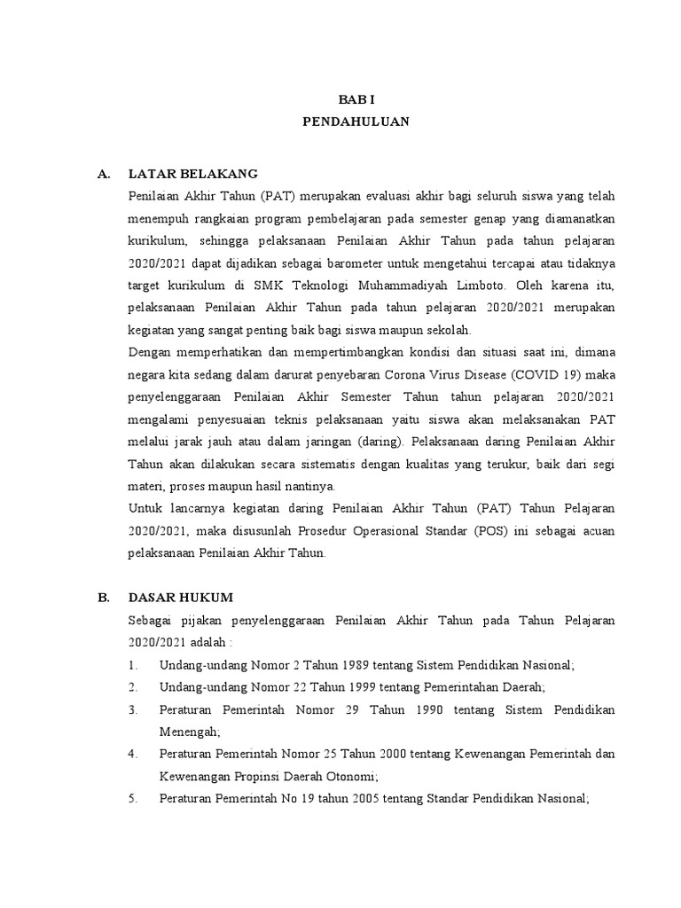 Pos Pat Kelas X Dan Xi 2020.2021 | PDF