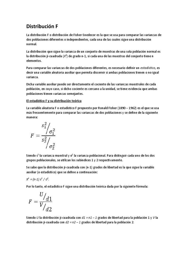 Distribucion F | PDF | Diferencia | Desviación Estándar