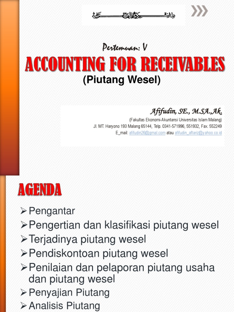 Materi Pa II 5 Accounting For Receivables Wesel BR 21 | PDF | Bisnis | Hukum