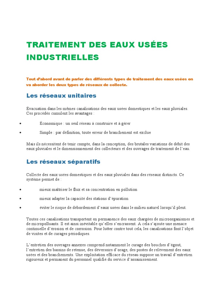 Les Types de Traitement Des Eaux | PDF | Épuration des eaux | Ozone