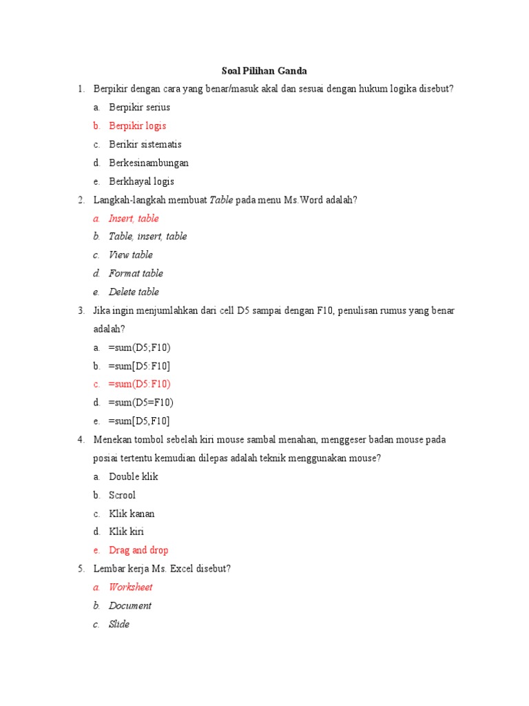 Soal Pilihan Ganda Simdig | PDF | Karier & Perkembangan | Komputer