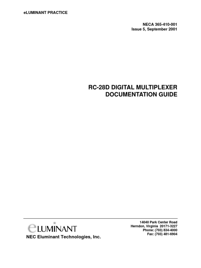 Rc-28D Digital Multiplexer Documentation Guide: Eluminant Practice ...