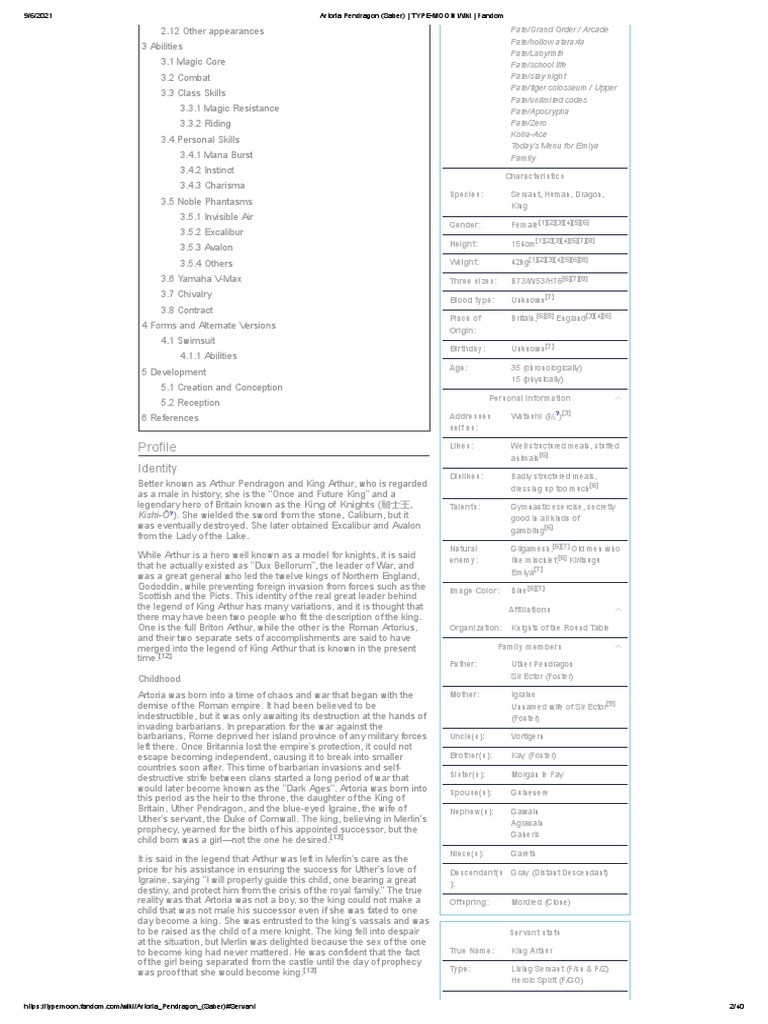 Artoria Pendragon (Saber) - TYPE-MOON Wiki - Fandom2 | PDF | Welsh ...