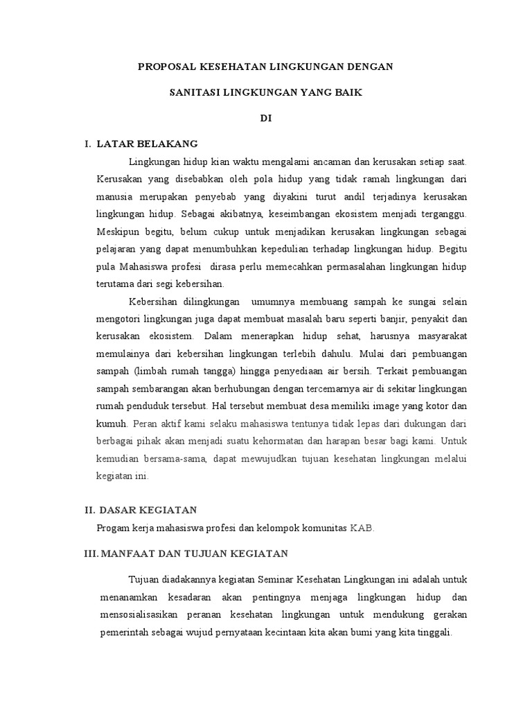 Proposal Kesehatan Lingkungan | PDF | Sains & Matematika