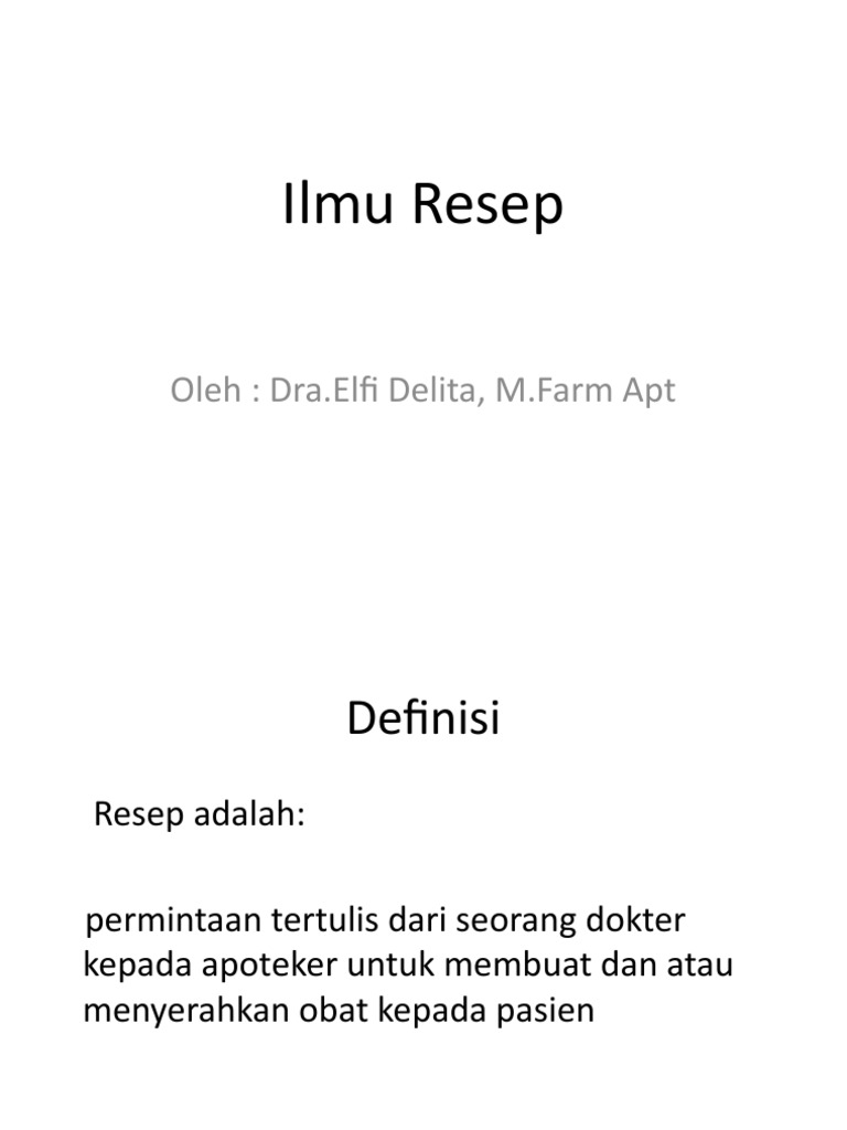 Ilmu Resep | PDF | Kesehatan Holistik | Sains & Matematika