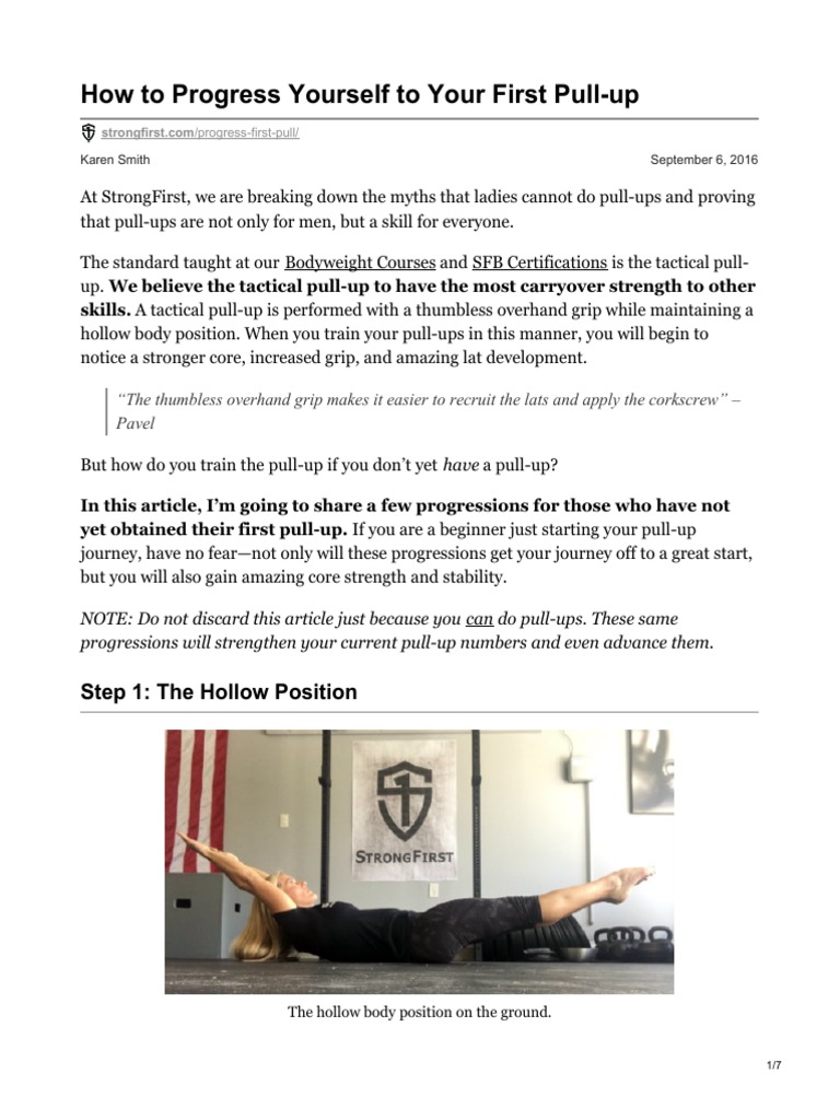 How To Progress Yourself To Your First Pull-Up | PDF | Physical Fitness ...