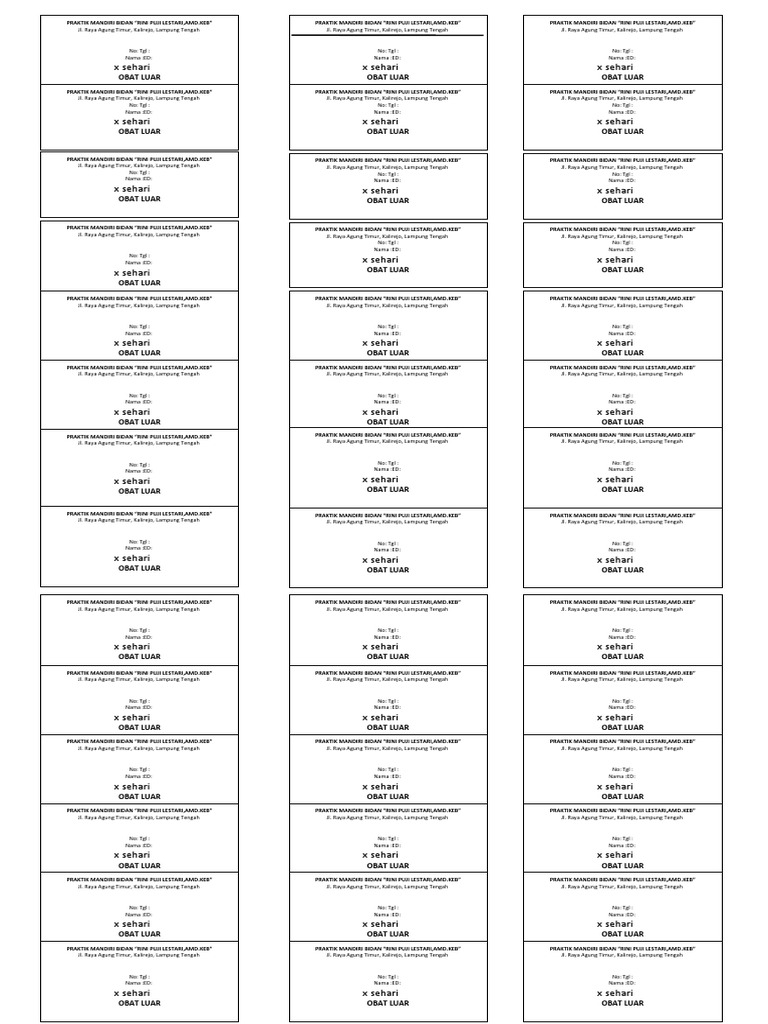 Contoh Etiket Obat | PDF