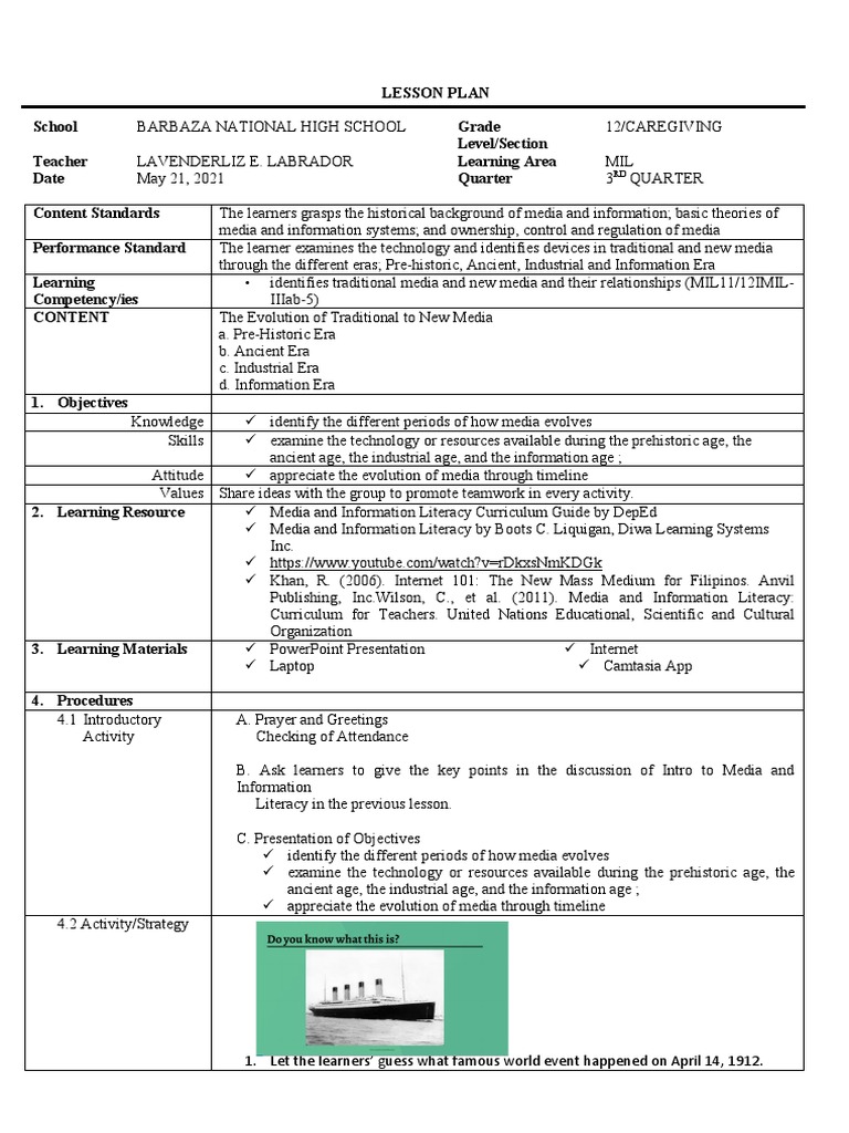 Evolution of Media: A Lesson Plan | PDF | Information Literacy | Mass Media