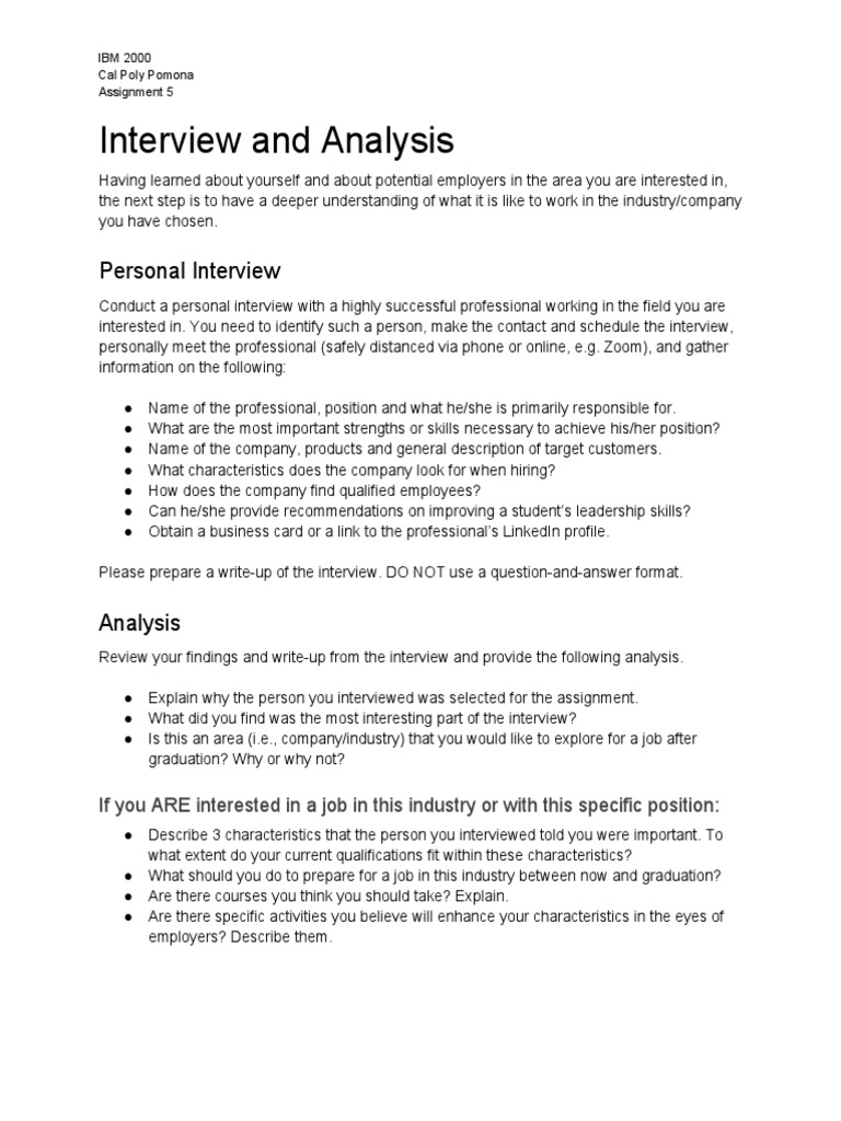 IBM 2000 Assignment 5 Interview Analysis | PDF | Interview | Linked In
