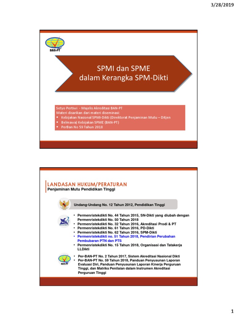 SPMI Dan SPME Dalam Kerangka SPM Dikti L | PDF