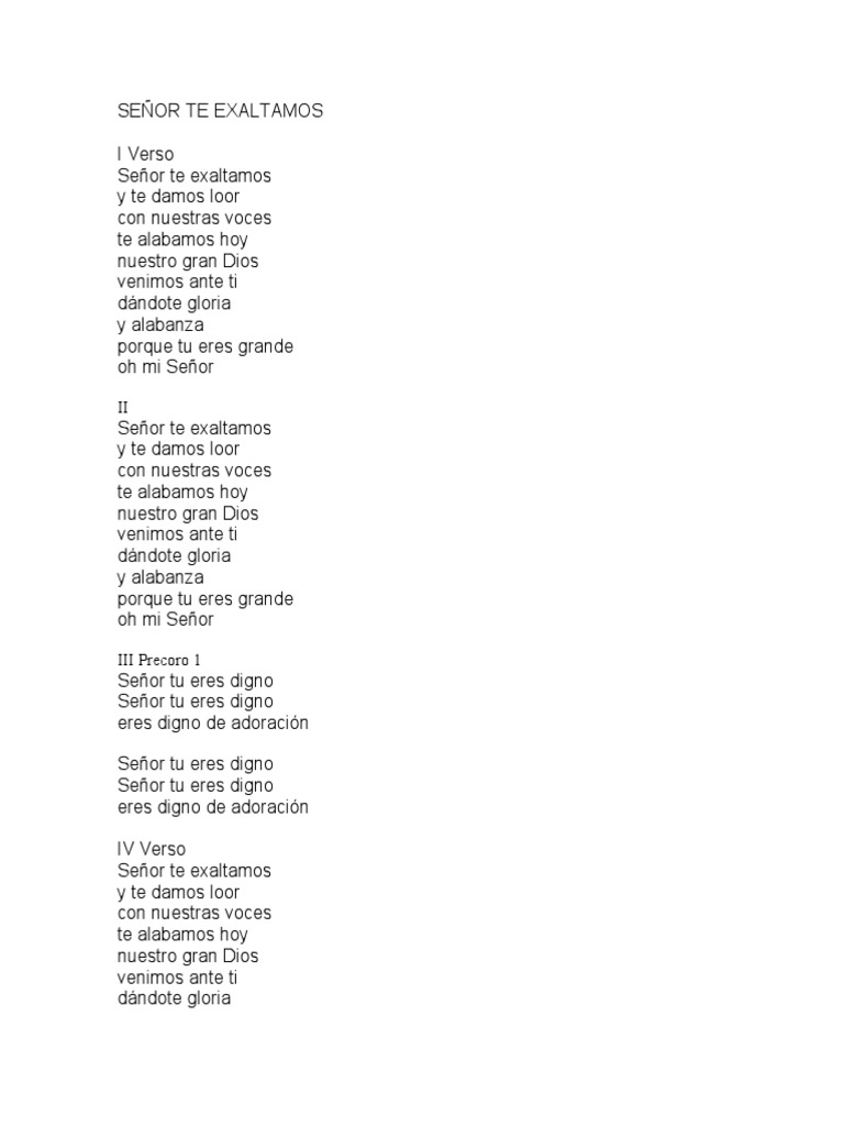 Letra SEÑOR TE EXALTAMOS LETRA | PDF | Arte