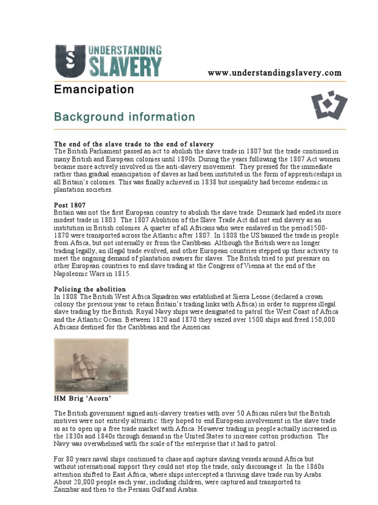 Emancipation Background Information | PDF | Abolitionism | History Of ...