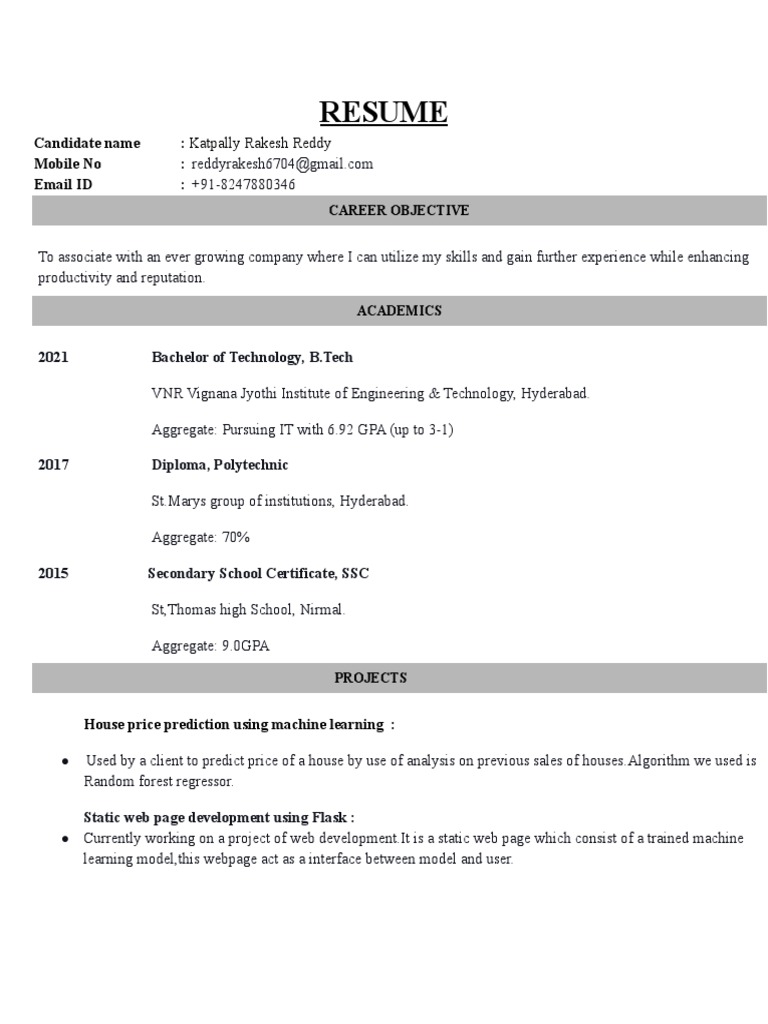 Resume: Katpally Rakesh Reddy | PDF | Machine Learning | World Wide Web
