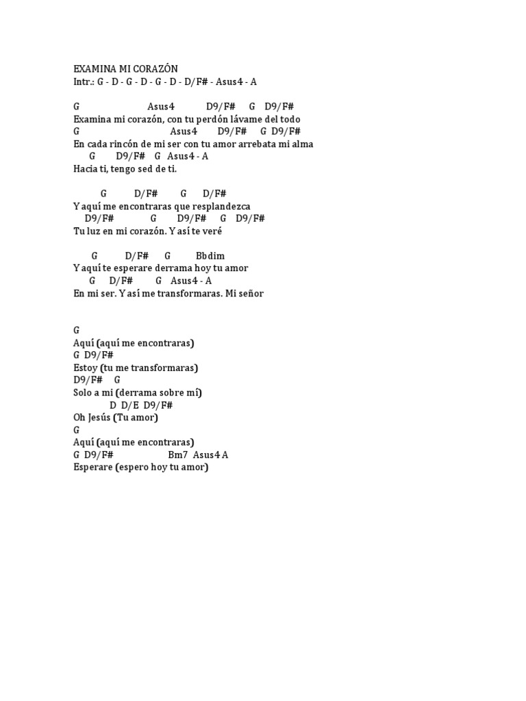EXAMINA MI CORAZÓN Acordes | PDF