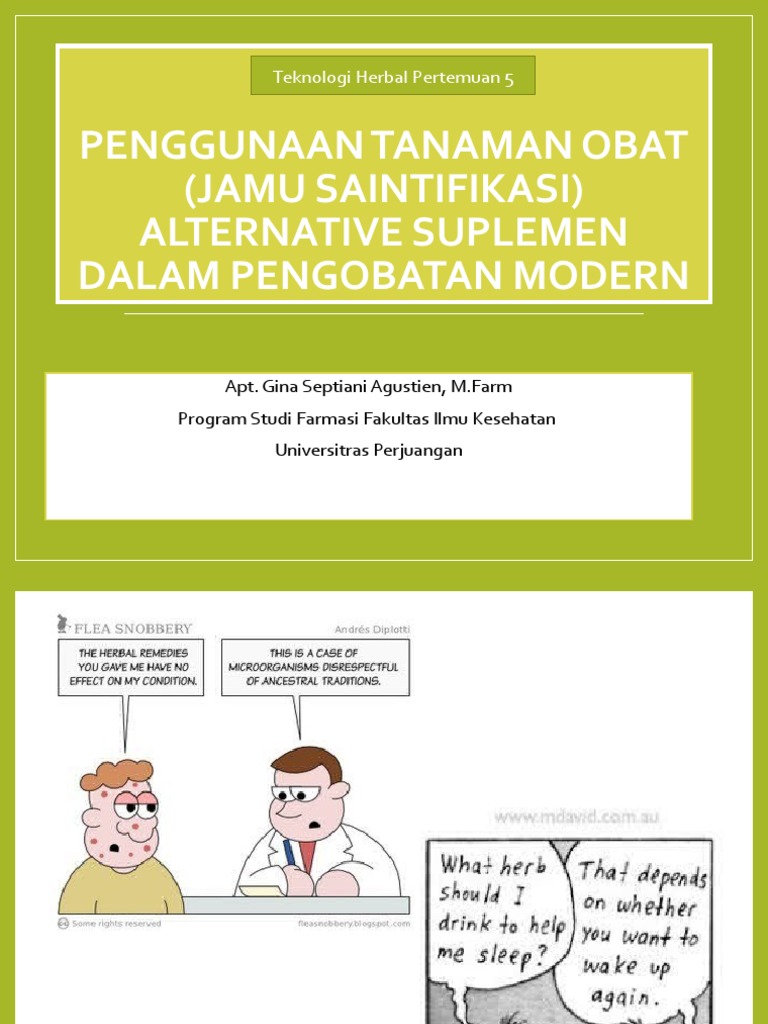 Penggunaan Tanaman Obat (Jamu Saintifikasi) Alternative Suplemen Dalam ...