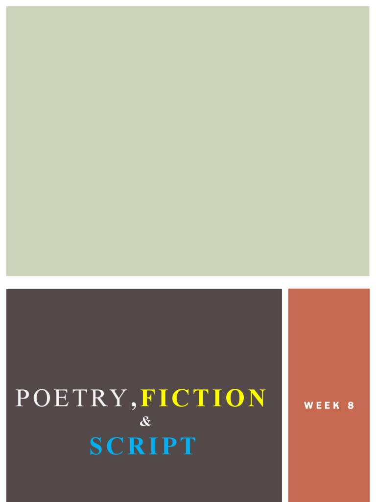 Poetry, Fiction and Script | PDF | Screenplay | Poetry
