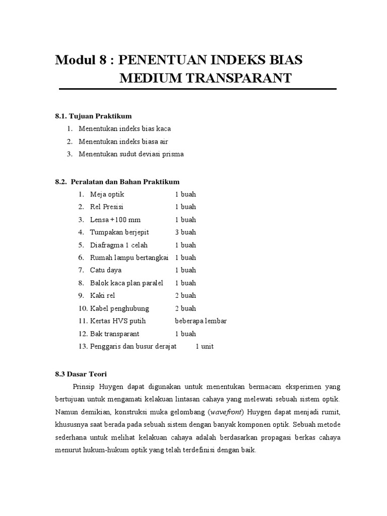 Modul 8. Indeks Bias Medium Transparant | PDF