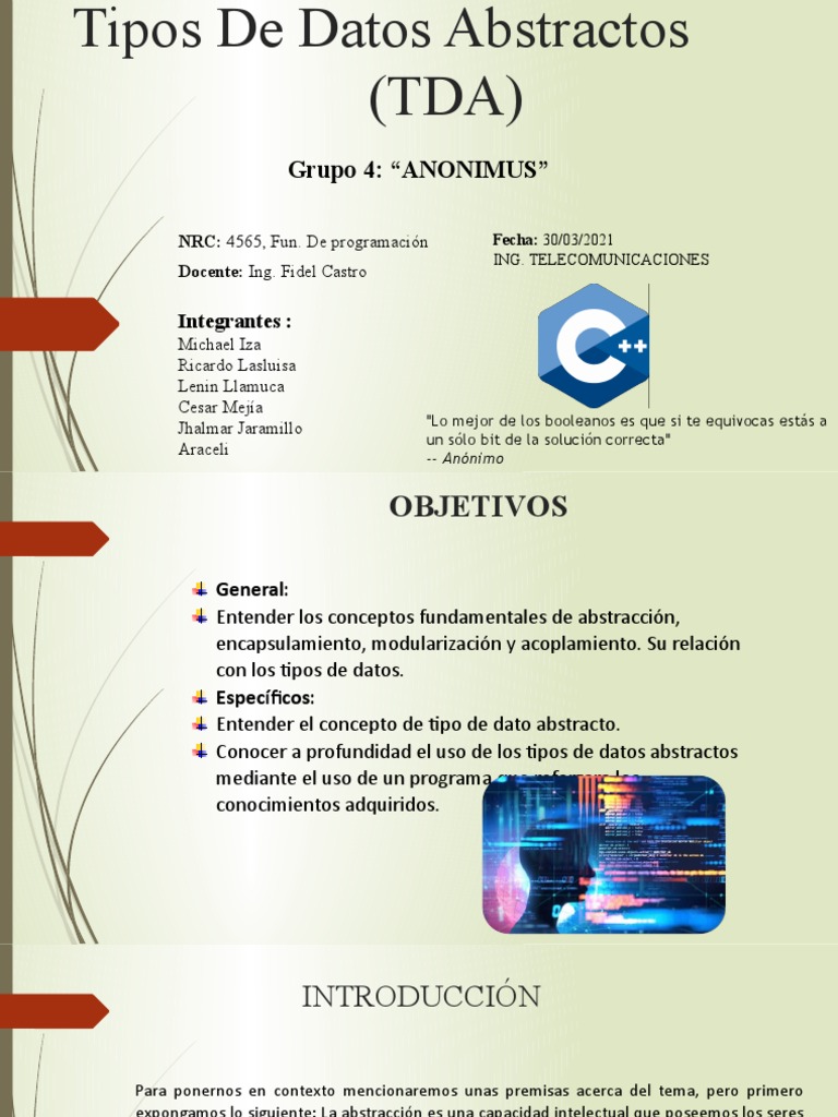 Grupo4-Tipos de Datos Abstractos (TDA) | Descargar gratis PDF ...