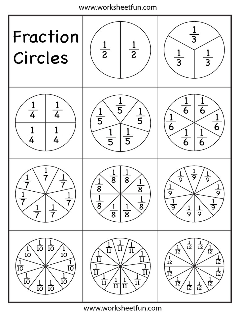 Fraction Circles Worksheets PDF | PDF