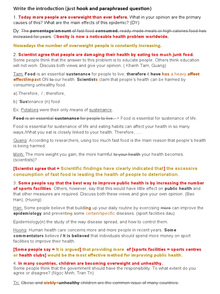 Paraphrasing Practice - Hook and Paraphrased Questions | PDF | Junk ...