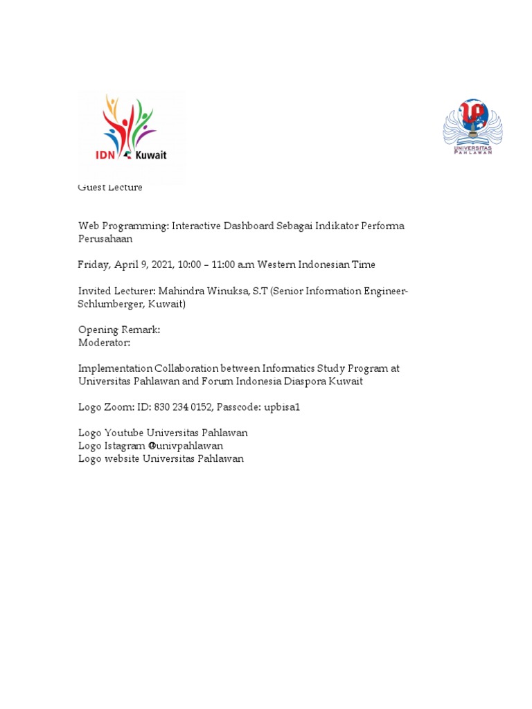 Guest Lecture Draft Brochure - Faculty of Engineering | PDF