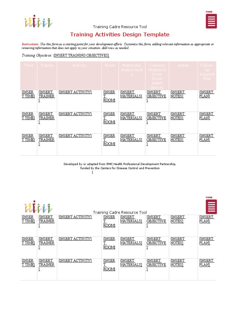 Training Activities Design Template | PDF | Business | Wellness