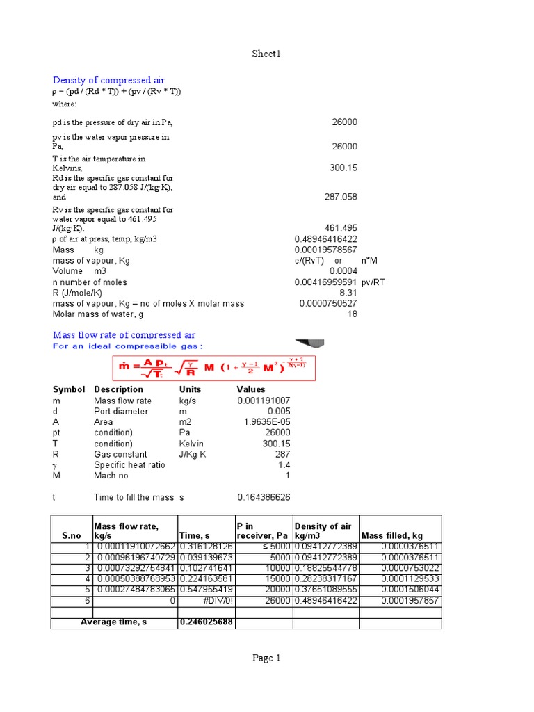 Air Flow Calculations | PDF | Gases | Density
