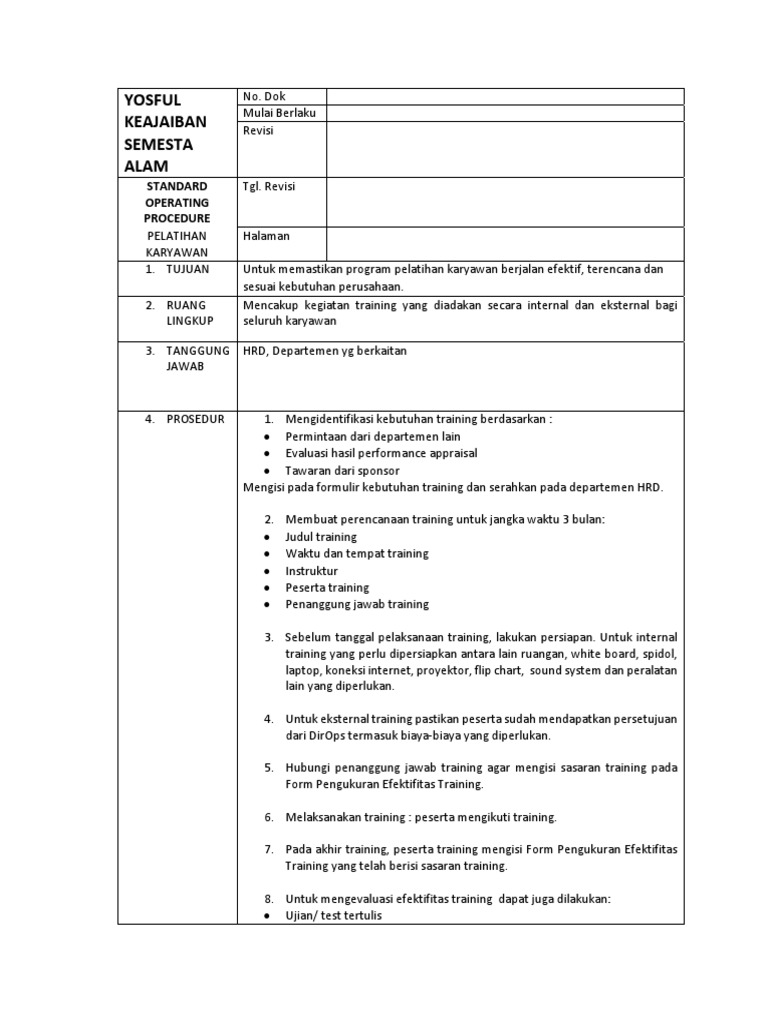 13i.sop Pelatihan Karyawan | PDF