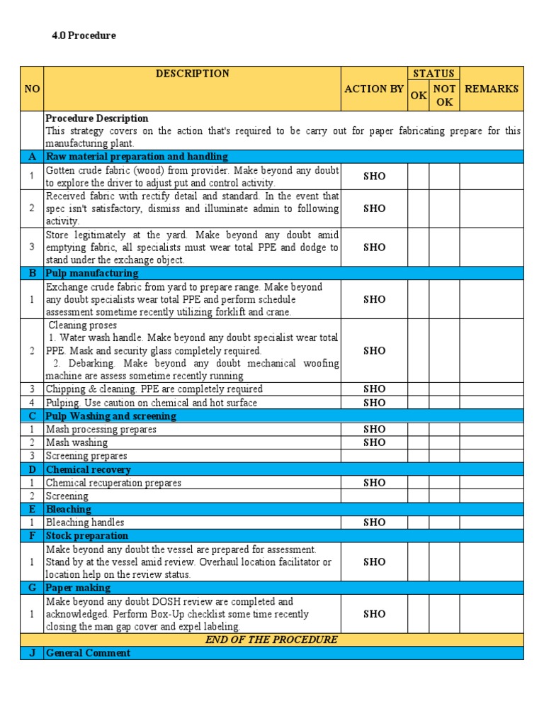 Sop Paper Manufacturing | Download Free PDF | Pulp (Paper) | Paper