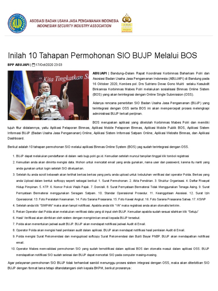 10 Tahapan Permohonan SIO BUJP Melalui BOS | PDF | Teknologi & Rekayasa