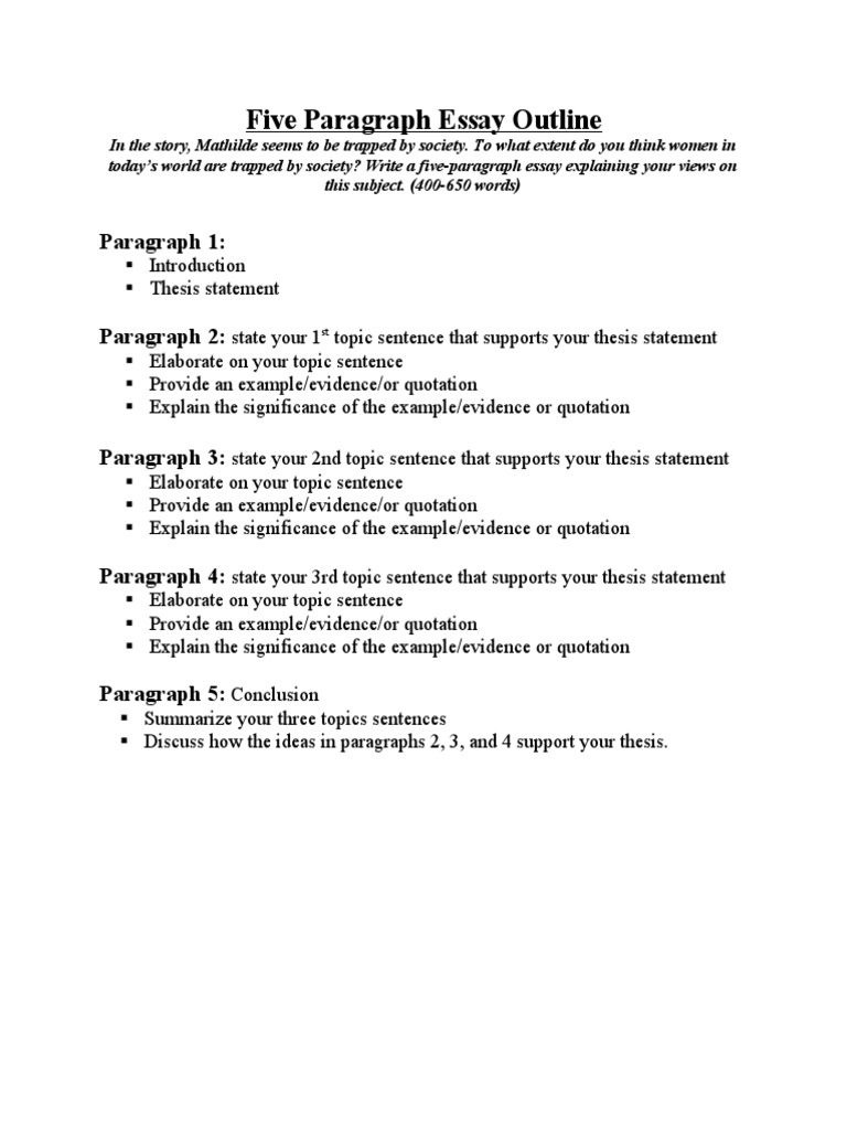 First Five Paragraph Essay Outline New | PDF | Essays | Paragraph