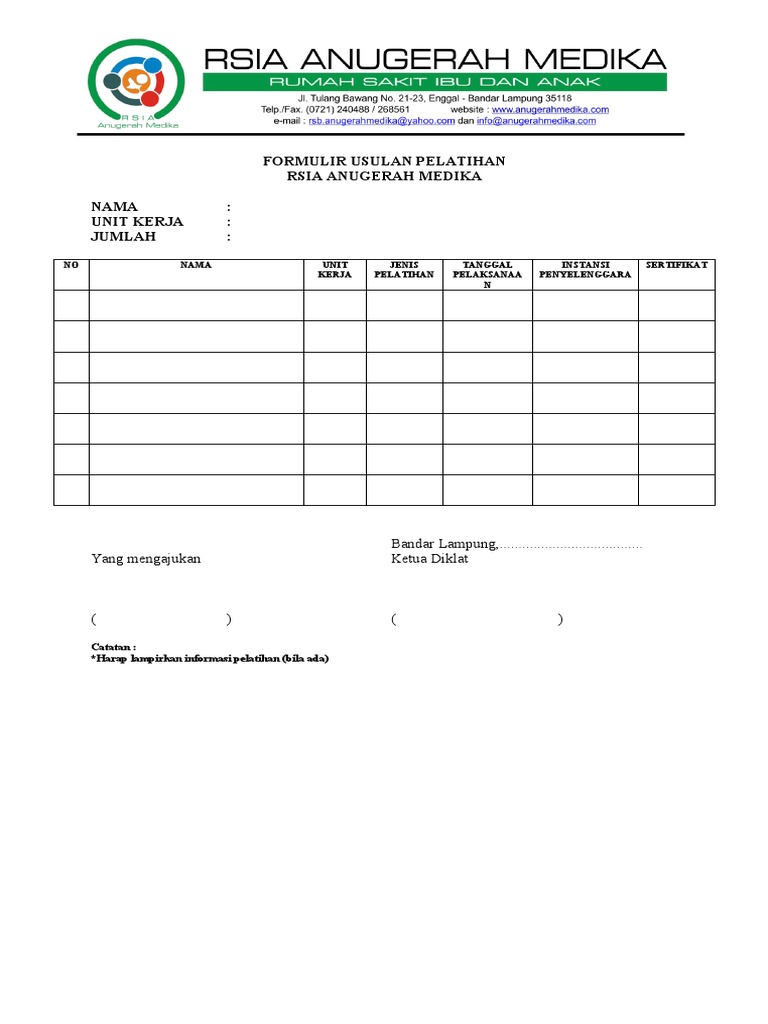 Formulir Usulan Diklat | PDF