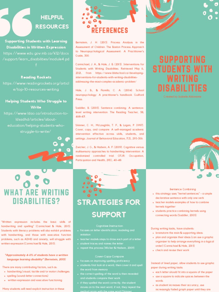 Supporting Students With Writing Disabilities | PDF | Learning ...
