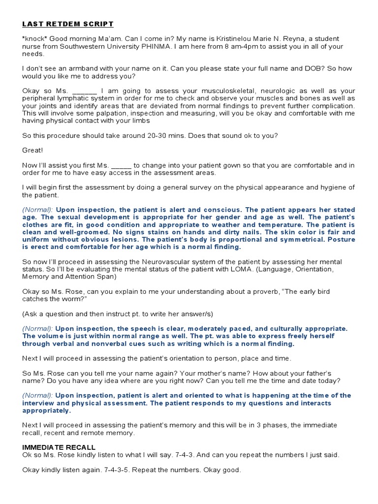 Student Nurse Conducts a Comprehensive Physical and Neurological ...