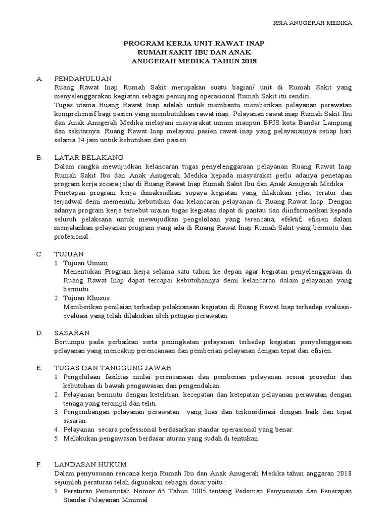 Program Kerja Ruang Rawat Inap | PDF