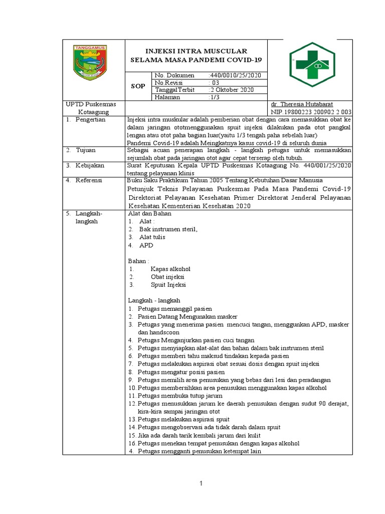Sop INJEKSI IM | PDF